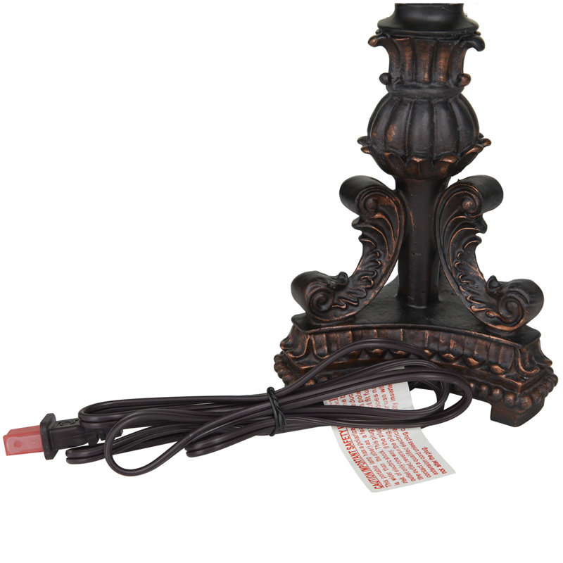 Fleur De Lis Living Adalwen Polystone Antique Style Bronze Buffet Lamp with Tassel Pull Chain ...